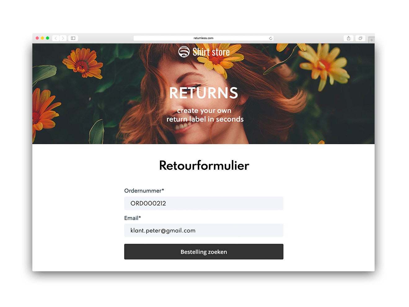 Digitales Rücksendeformular | Returnless